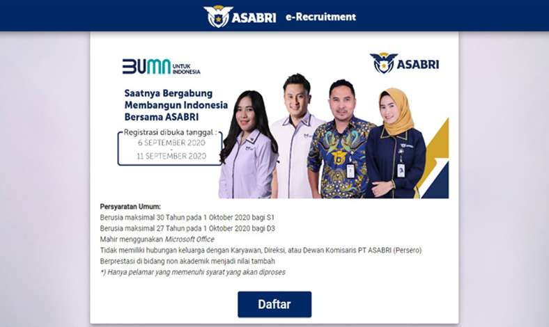 Cara Mendaftar Lowongan Kerja di situs ASABRI | Pricebook
